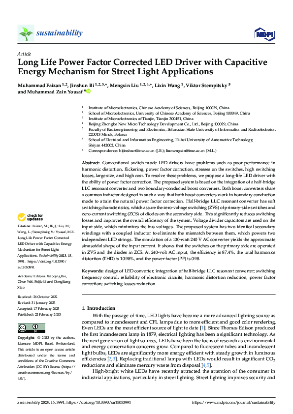 (PDF) Long Life Power Factor Corrected LED Driver with Capacitive ...