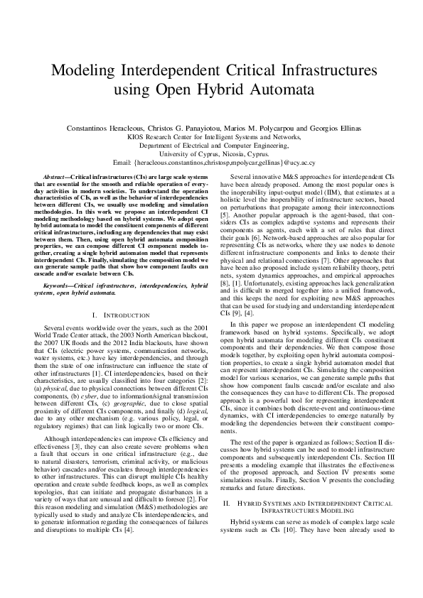 (PDF) Modeling interdependent critical infrastructures using open ...