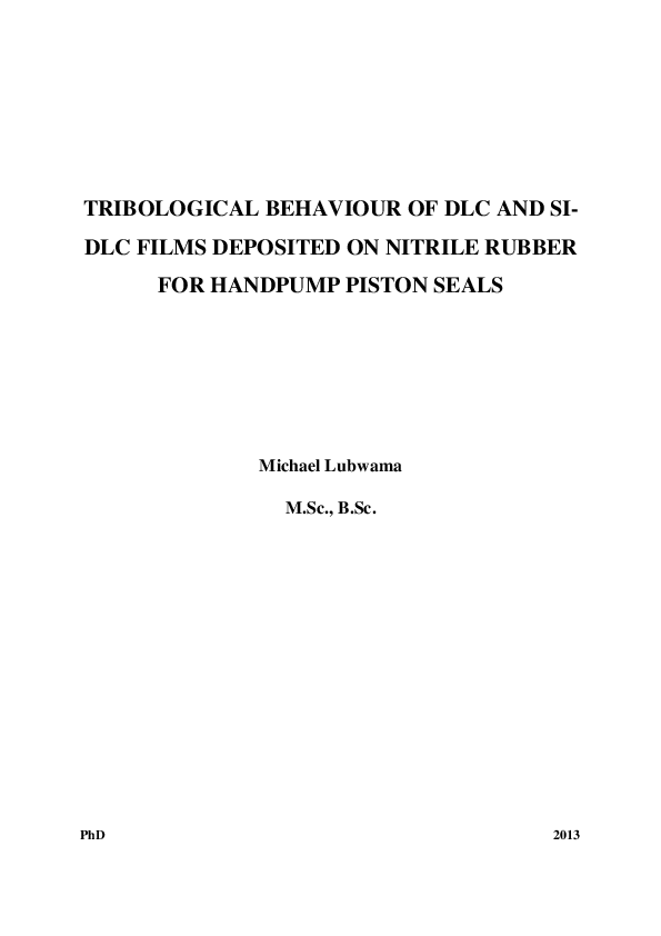 (PDF) Tribological behaviour of DLC and Si-DLC films deposited on ...
