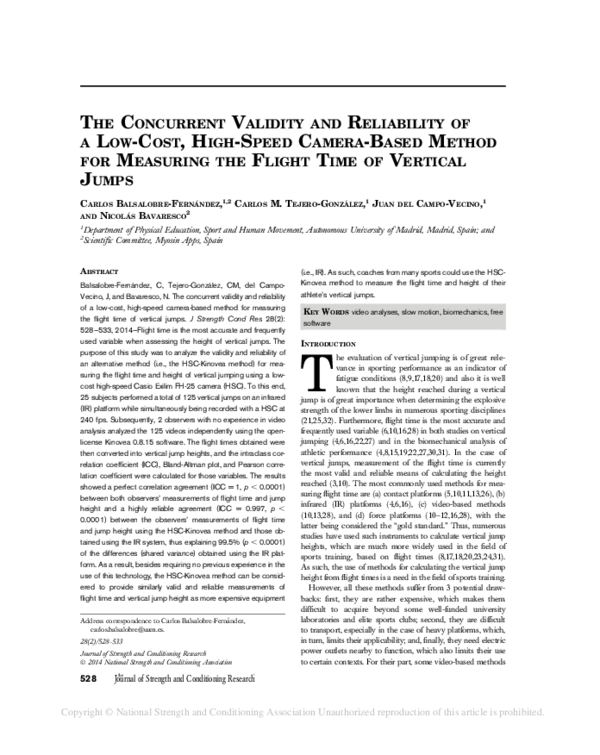 (PDF) The Concurrent Validity and Reliability of a Low-Cost, High-Speed ...