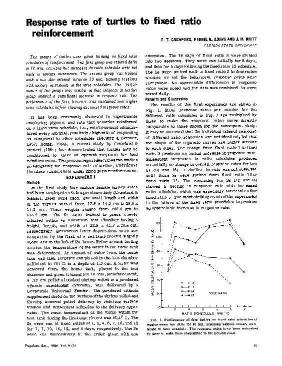 (PDF) Response rate of turtles to fixed ratio reinforcement