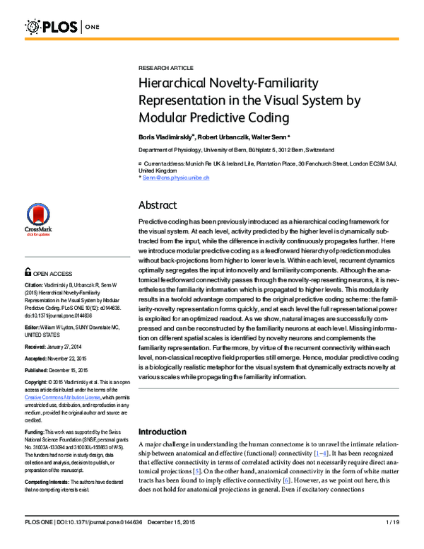 (PDF) Hierarchical novelty-familiarity representation in the visual cortex