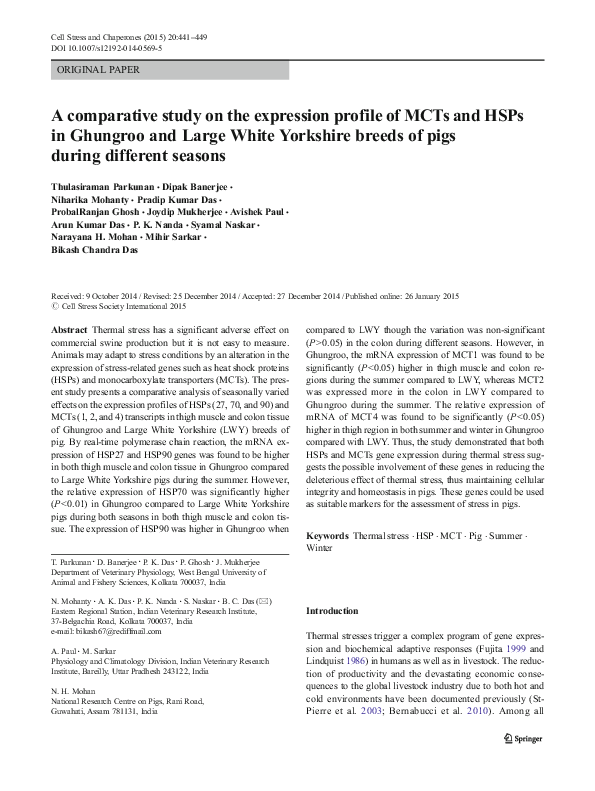 (PDF) A comparative study on the expression profile of MCTs and HSPs in ...