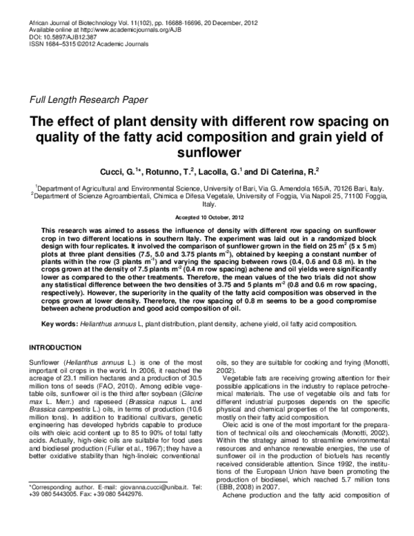 (PDF) The effect of plant density with different row spacing on quality ...