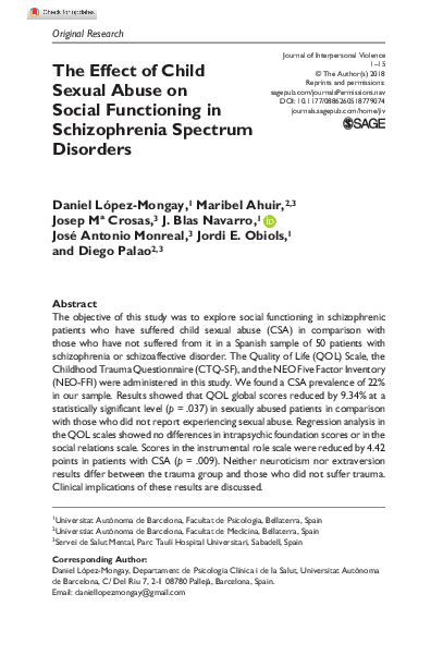 (PDF) The Effect of Child Sexual Abuse on Social Functioning in ...