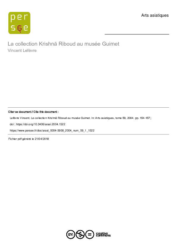 (PDF) La collection Krishnā Riboud au musée Guimet