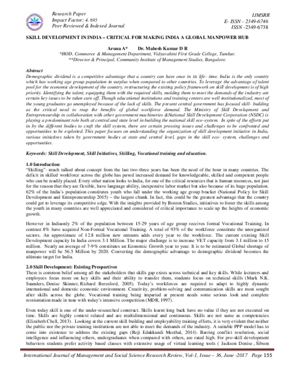 (PDF) SKILL DEVELOPMENT IN INDIA -CRITICAL FOR MAKING INDIA A GLOBAL ...