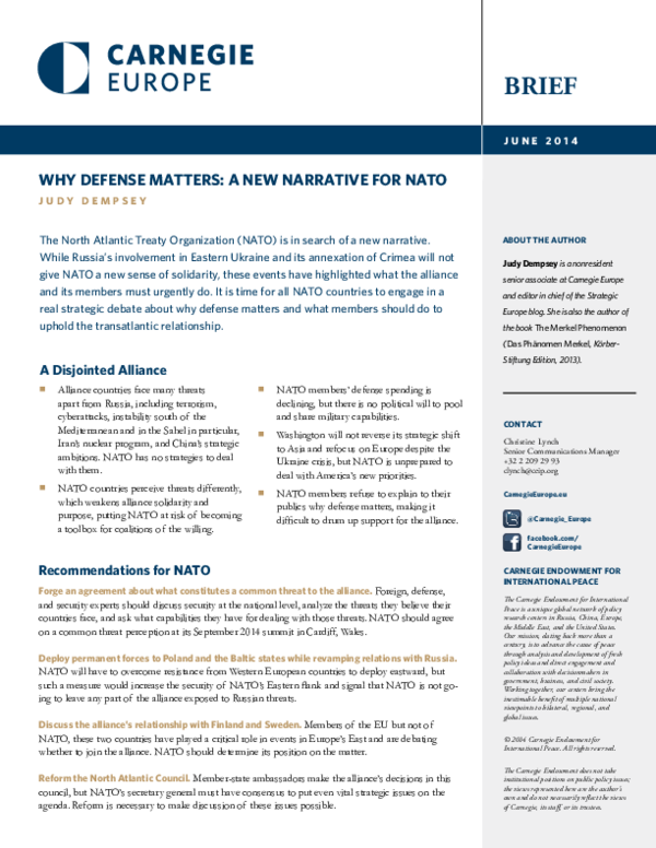 (PDF) Why Defense Matters: A New Narrative for NATO