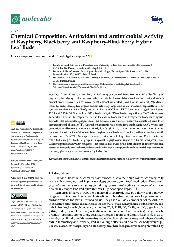 (PDF) Chemical Composition, Antioxidant and Antimicrobial Activity of Raspberry, Blackberry and ...