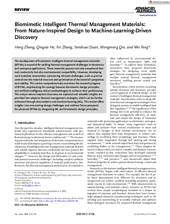 (PDF) Biomimetic Intelligent Thermal Management Materials: From Nature ...