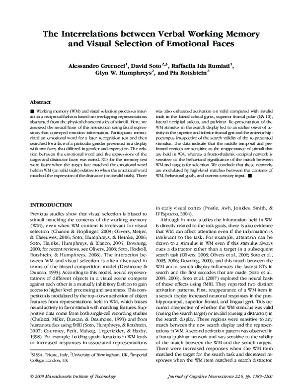 (PDF) The Interrelations between Verbal Working Memory and Visual ...