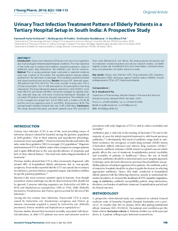 (PDF) Urinary Tract Infection Treatment Pattern of Elderly Patients in ...