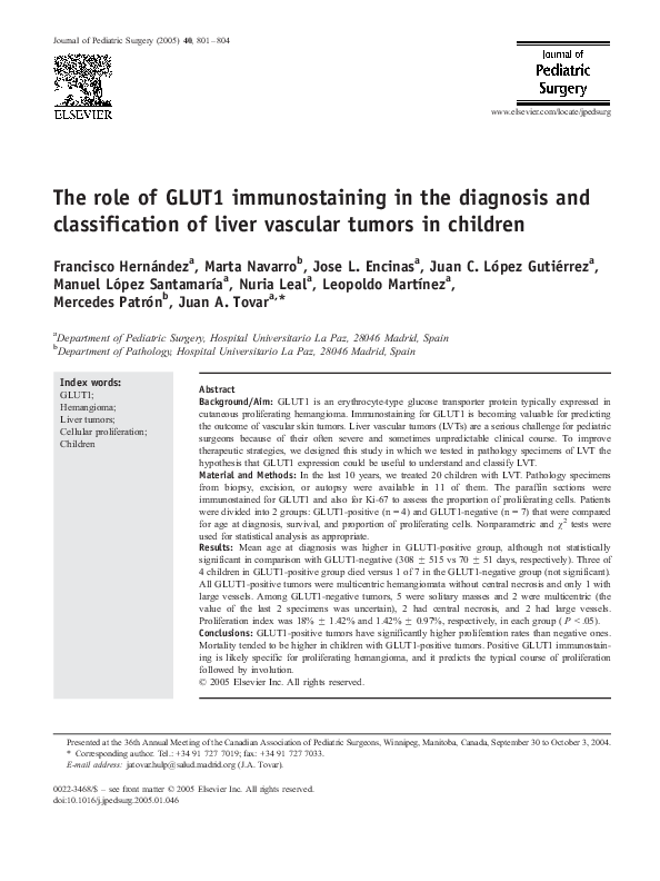 (PDF) The role of GLUT1 immunostaining in the diagnosis and ...