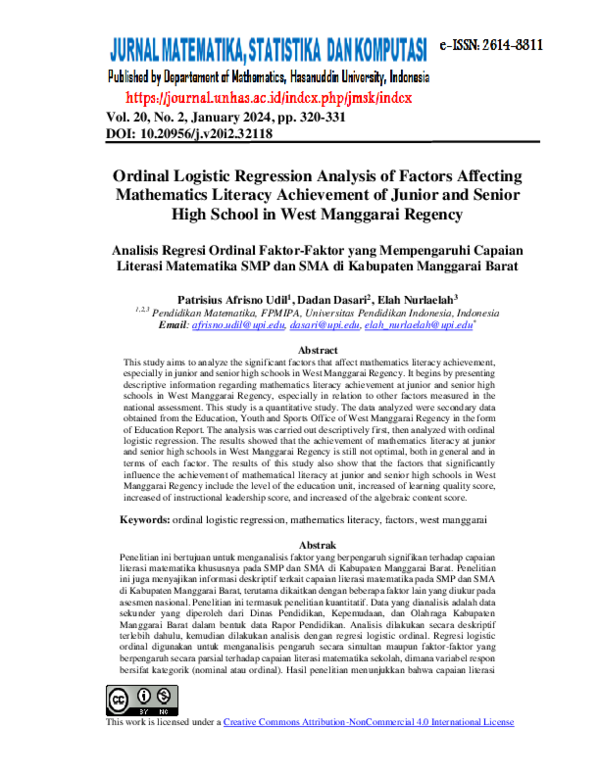 (PDF) Ordinal Logistic Regression Analysis of Factors Affecting ...
