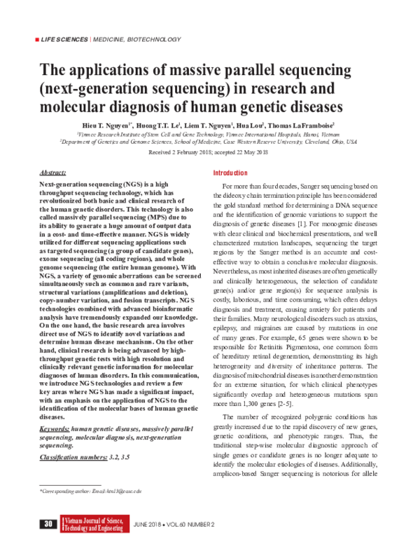 (PDF) The applications of massive parallel sequencing (next-generation ...