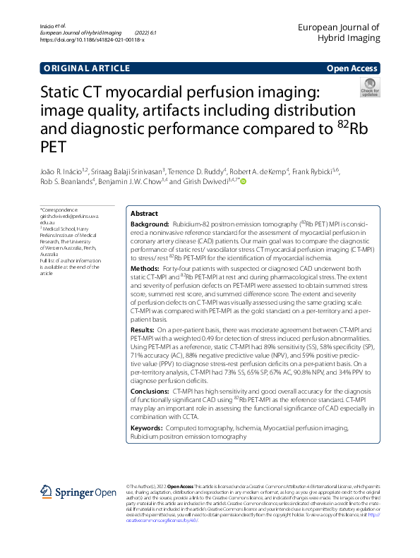 (PDF) Static CT myocardial perfusion imaging: image quality, artifacts ...