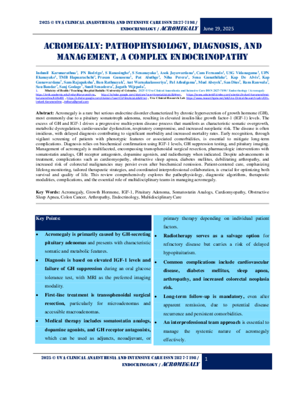 (PDF) Acromegaly: Pathophysiology, Diagnosis, and Management, a Complex ...