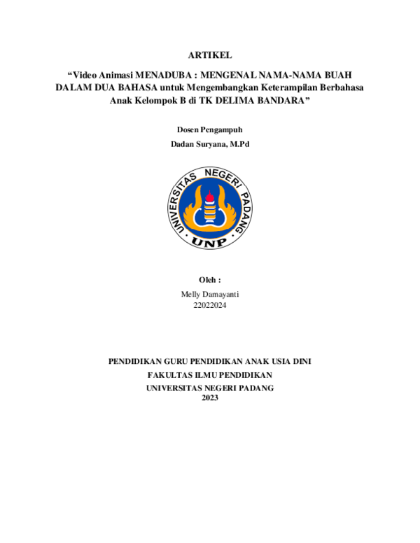 (PDF) "Video Animasi MENADUBA : MENGENAL NAMA-NAMA BUAH DALAM DUA ...