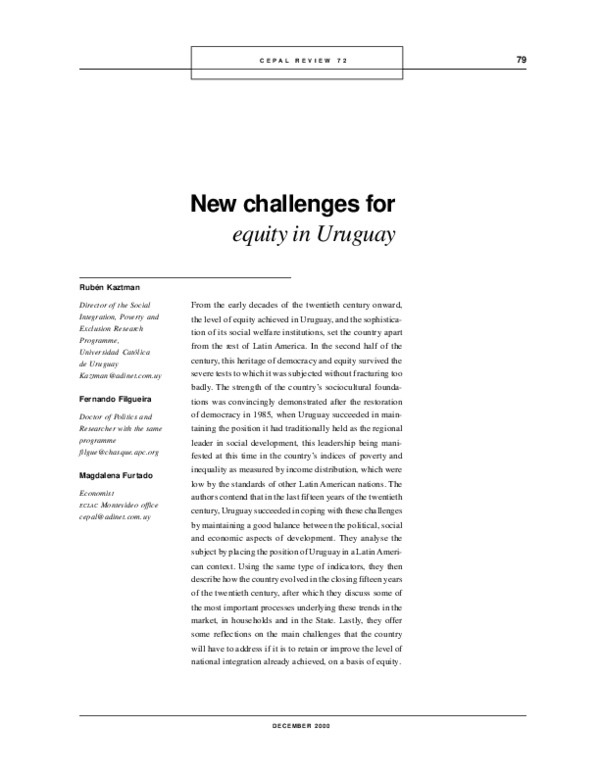 (PDF) New challenges for equity in Uruguay
