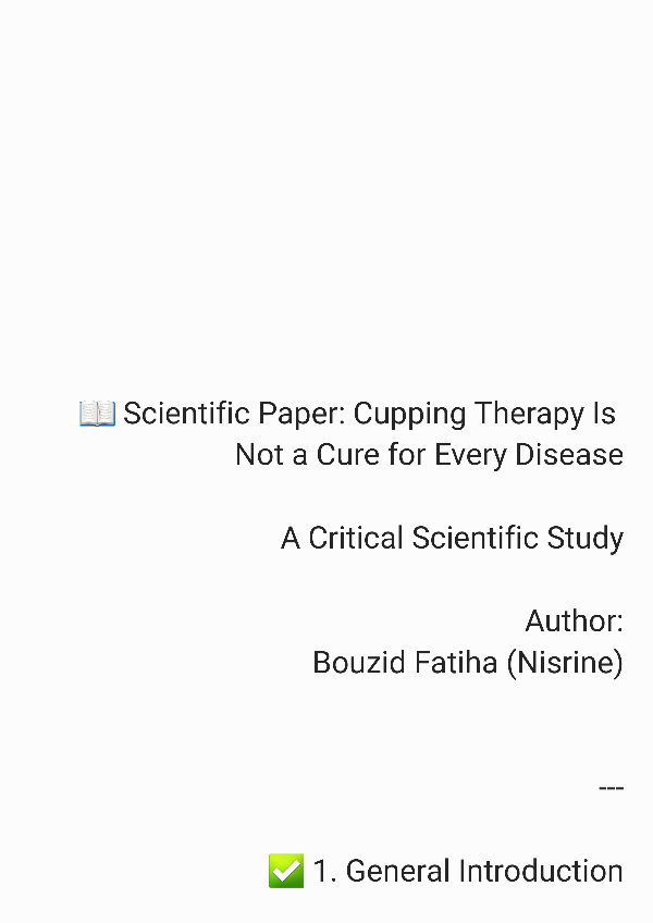 (PDF) Cupping Is Not a Cure for Every Disease