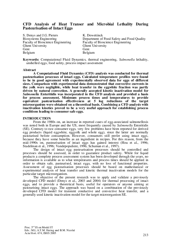 (PDF) CFD Analysis of Heat Transer and Microbial Lethality During ...