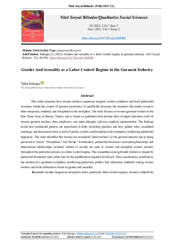 (PDF) Gender And Sexuality as a Labor Control Regime in the Garment Industry