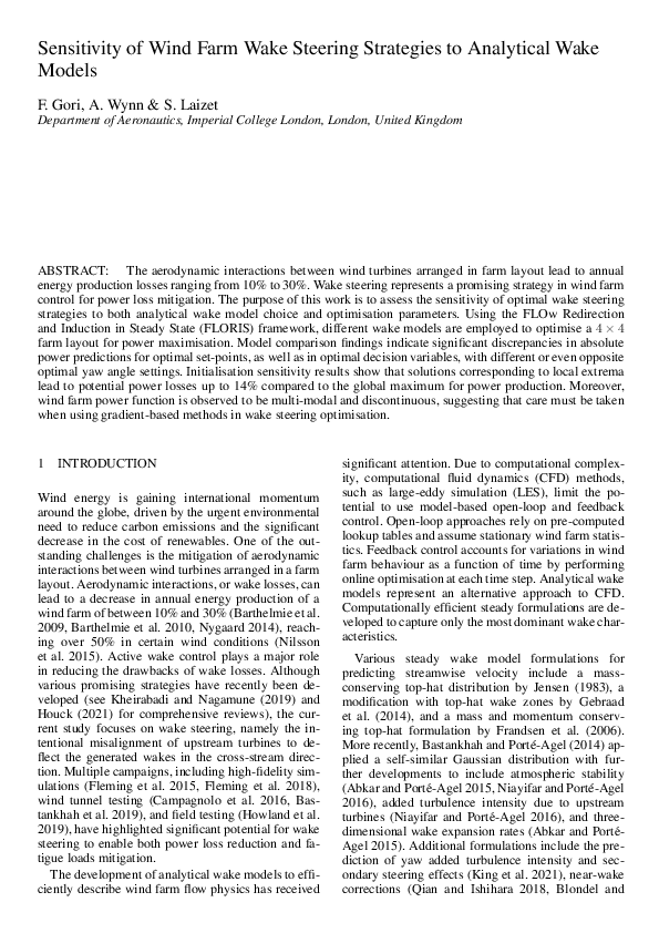 (PDF) Sensitivity of Wind Farm Wake Steering Strategies to Analytical ...