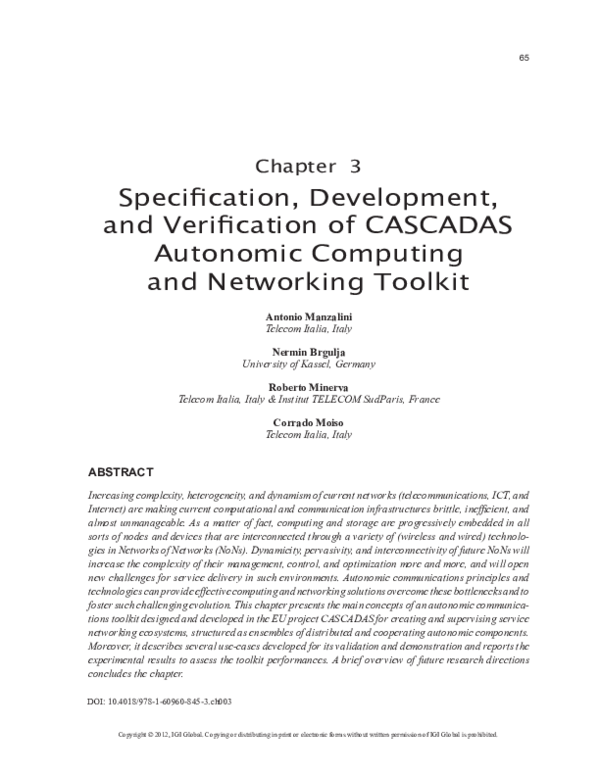 (PDF) Specification, Development, and Verification of CASCADAS Autonomic Computing and ...