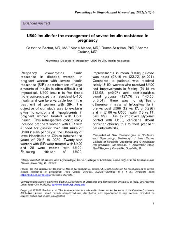 (PDF) U500 insulin for the management of severe insulin resistance in ...