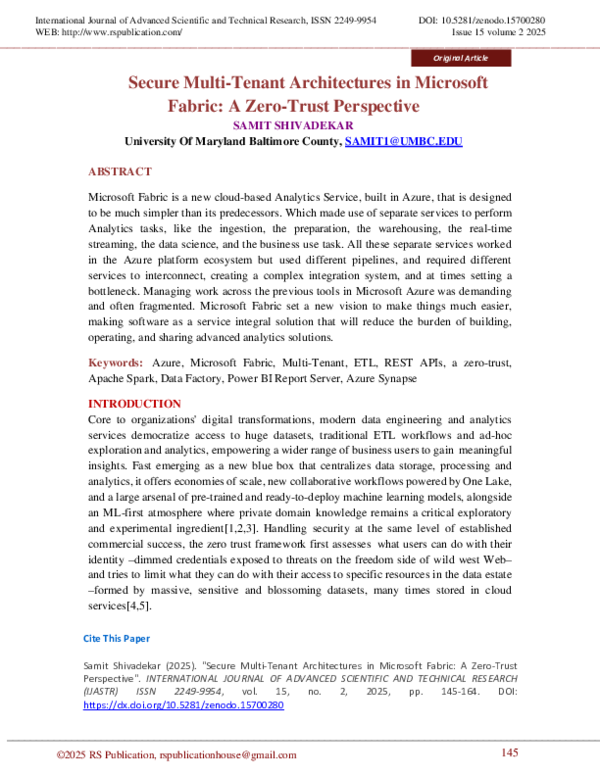 (PDF) Secure Multi-Tenant Architectures in Microsoft Fabric: A Zero ...