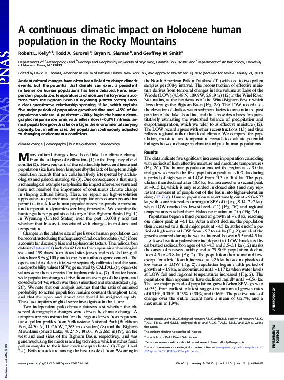 (PDF) A continuous climatic impact on Holocene human population in the ...