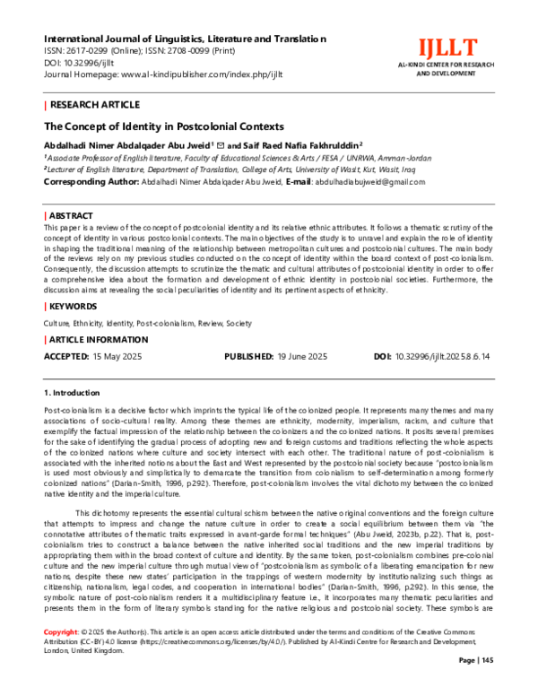 (PDF) The Concept of Identity in Postcolonial Contexts