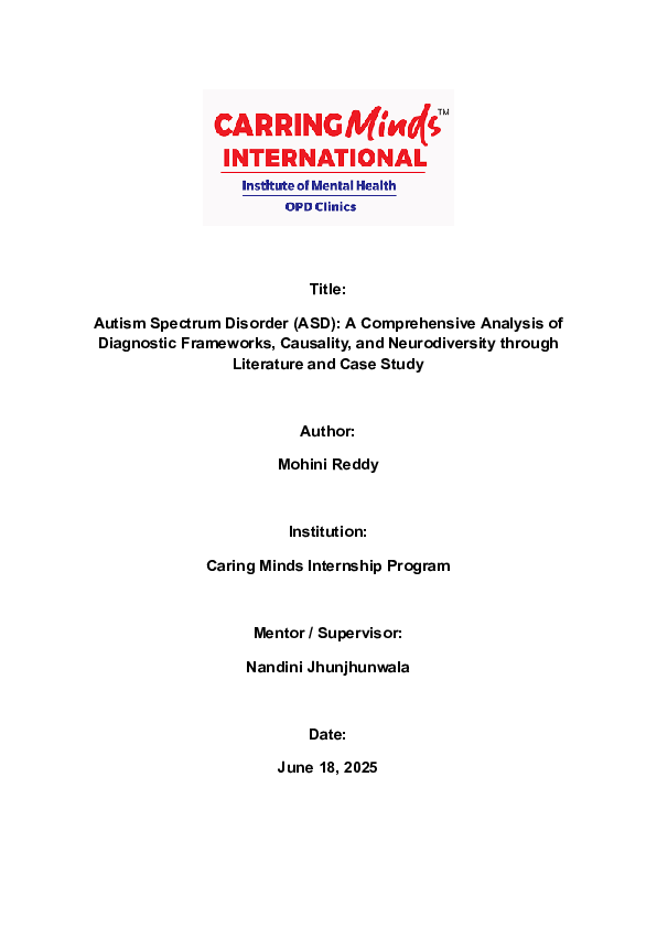 (PDF) Autism Spectrum Disorder (ASD): A Comprehensive Analysis of ...