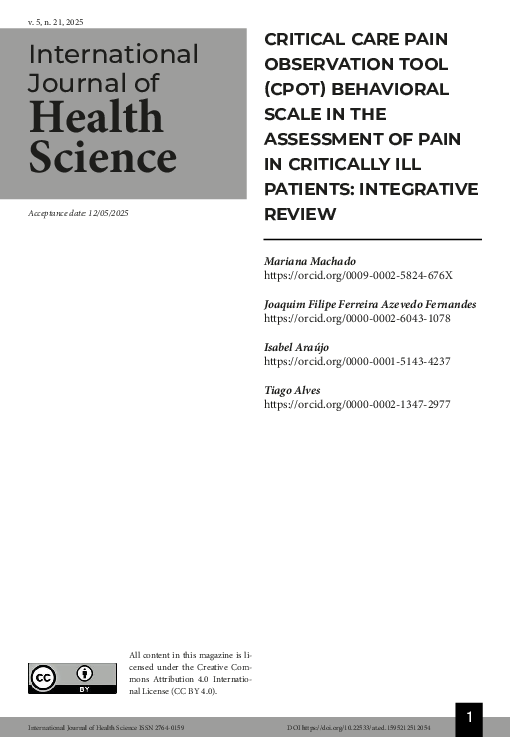 (PDF) Critical Care Pain Observation Tool (CPOT) Behavioral Scale in ...