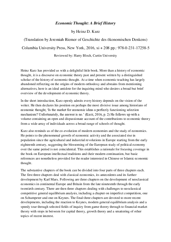 (PDF) Economic thought: a brief history