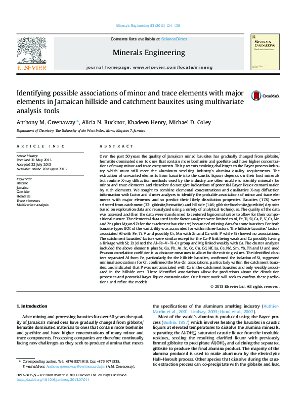 (PDF) Identifying possible associations of minor and trace elements ...