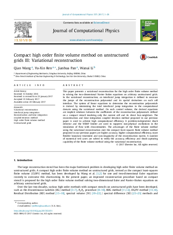 (PDF) Compact high order finite volume method on unstructured grids I: Basic formulations and ...