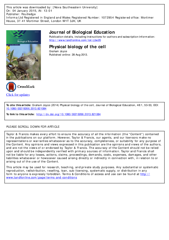 (PDF) Physical Biology of the Cell