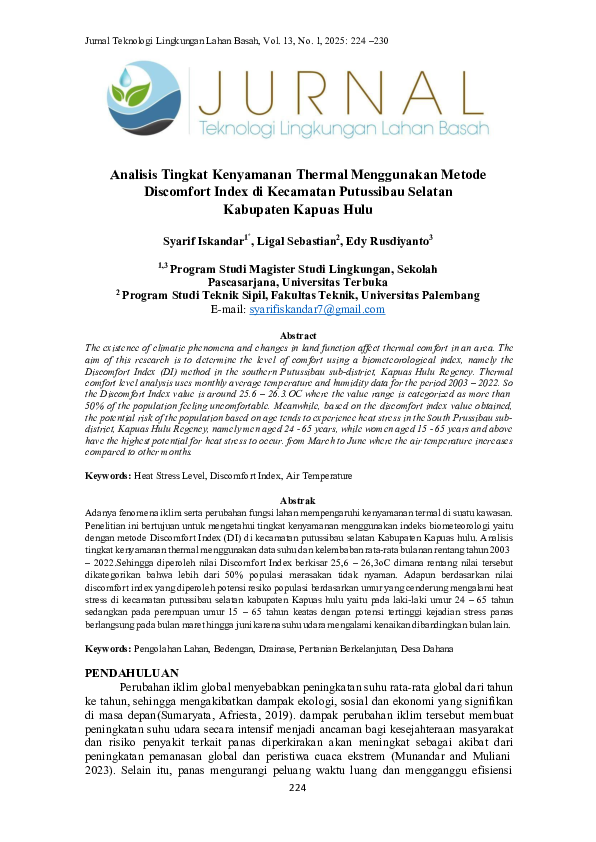 (PDF) Analisis Tingkat Kenyamanan Thermal Menggunakan Metode Discomfort ...