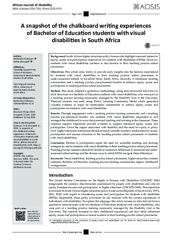 (PDF) A snapshot of the chalkboard writing experiences of Bachelor of ...