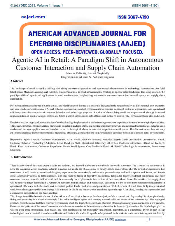 (PDF) Agentic AI in Retail: A Paradigm Shift in Autonomous Customer Interaction and Supply Chain ...