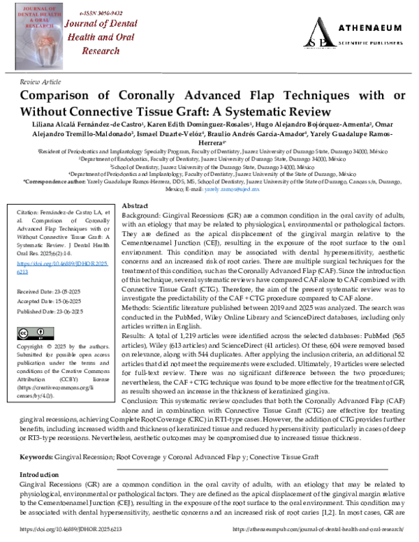 (PDF) Comparison of Coronally Advanced Flap Techniques with or Without ...