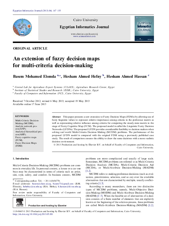(PDF) An extension of fuzzy decision maps for multi-criteria decision ...