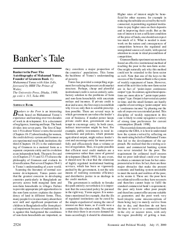 (PDF) Banker's Tale ﻿Banker to the Poor: The Autobiography of Muhammad ...
