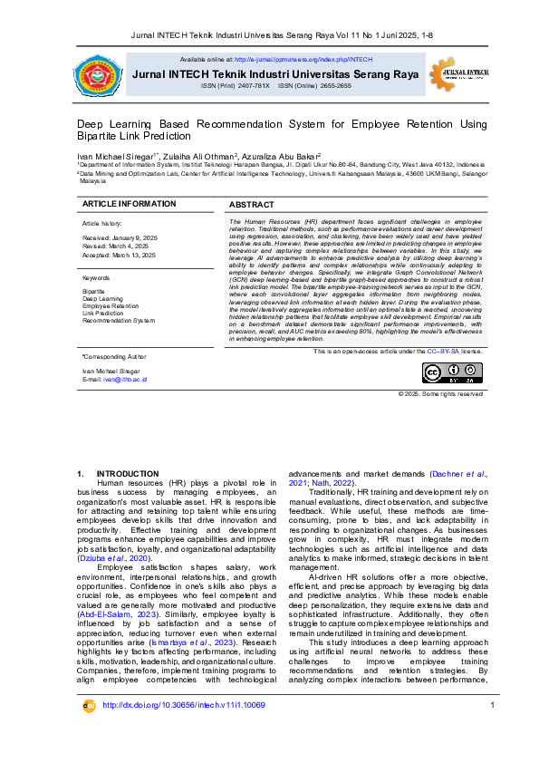 (PDF) Deep Learning Based Recommendation System for Employee Retention Using Bipartite Link ...