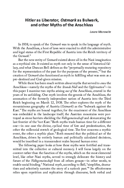 (PDF) Hitler as Liberator, Ostmark as Bulmark and other Myths of the ...