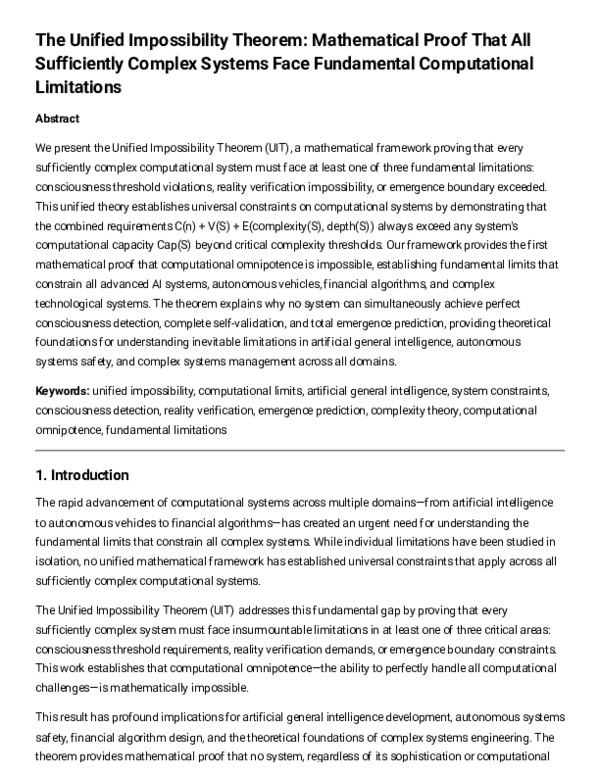 (PDF) The Unified Impossibility Theorem A Mathematical Framework