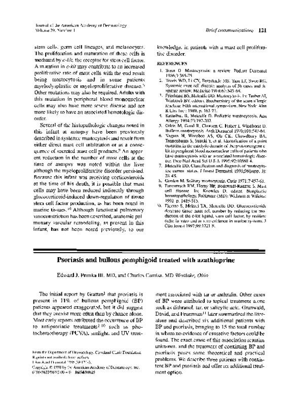 (PDF) Psoriasis and bullous pemphigoid treated with azathioprine