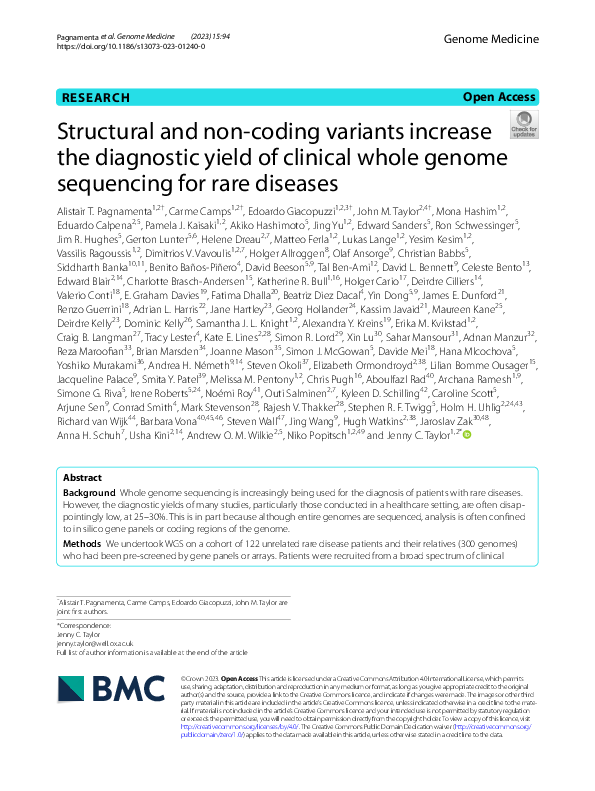 (PDF) Structural and non-coding variants increase the diagnostic yield ...