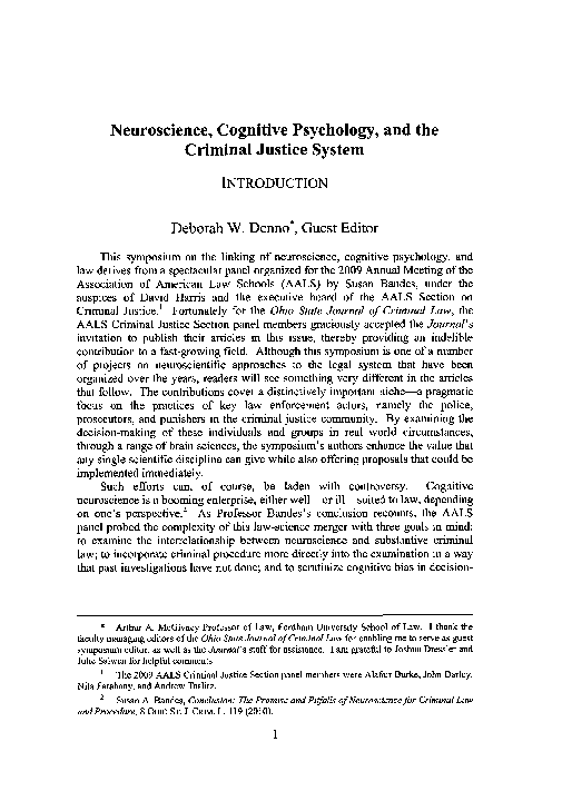 (PDF) Neuroscience, Cognitive Psychology, and the Criminal Justice ...